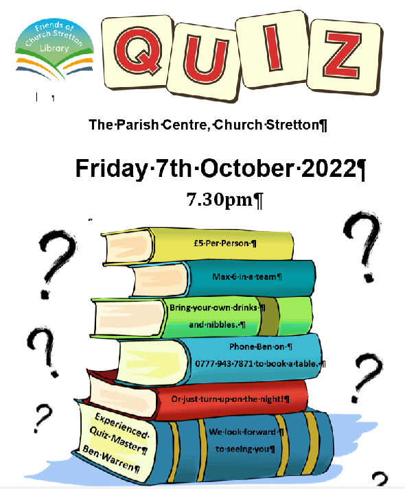 Quiz Evening – Friends of Church Stretton Library