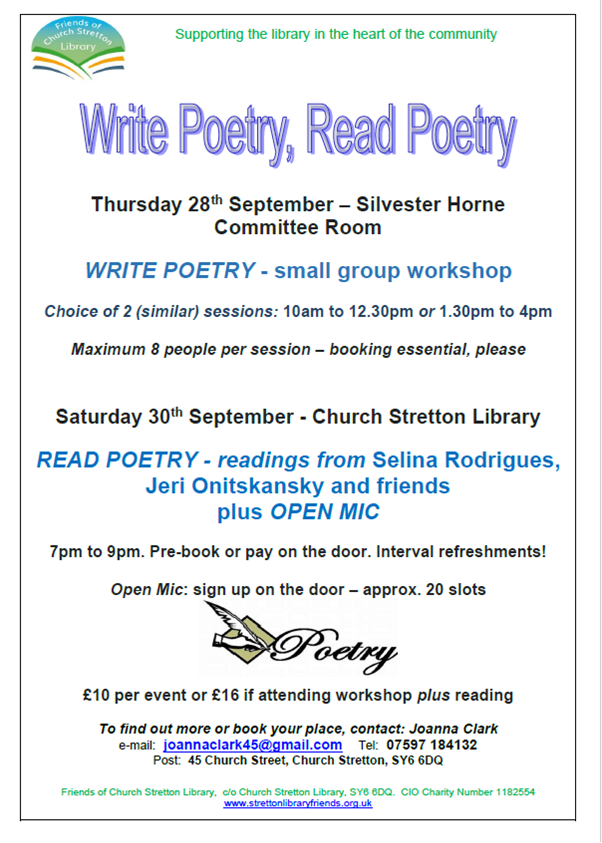 Poetry Event – Friends of Church Stretton Library